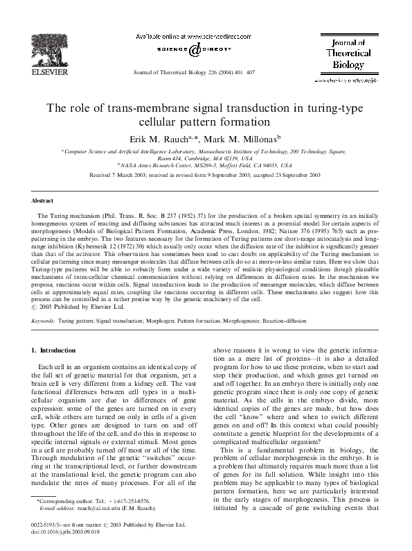 (PDF) The role of trans-membrane signal transduction in turing-type ...