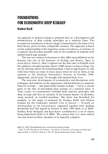 (PDF) Foundations for ecosemiotic deep ecology.