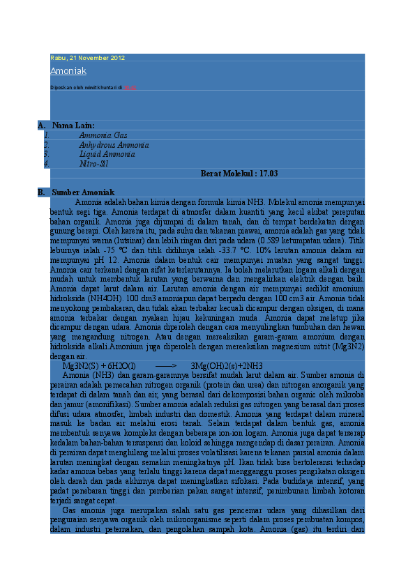 (DOC) Prosedur keerja amonia