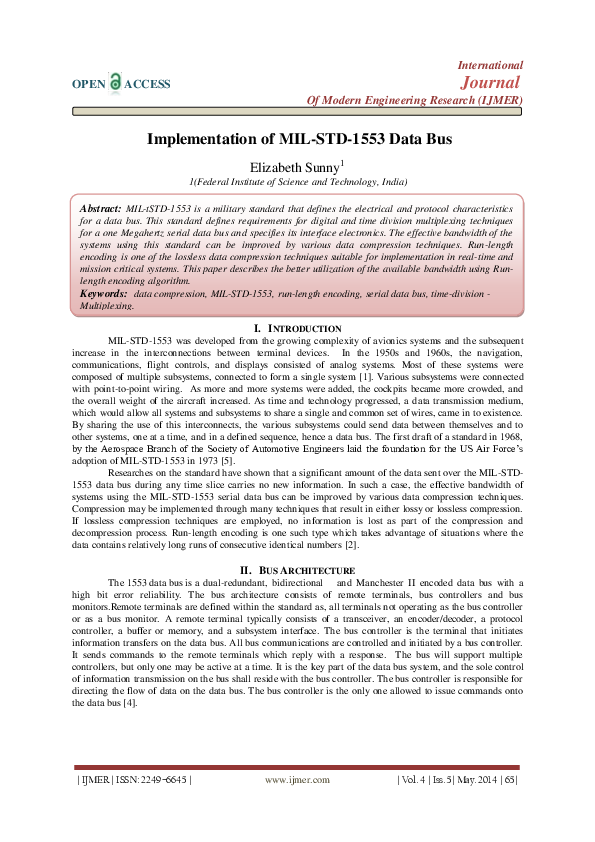 Pdf Implementation Of Mil Std 1553 Data Bus 