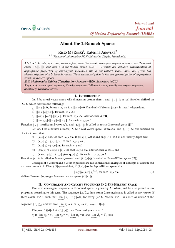 Pdf About The 2 Banach Spaces