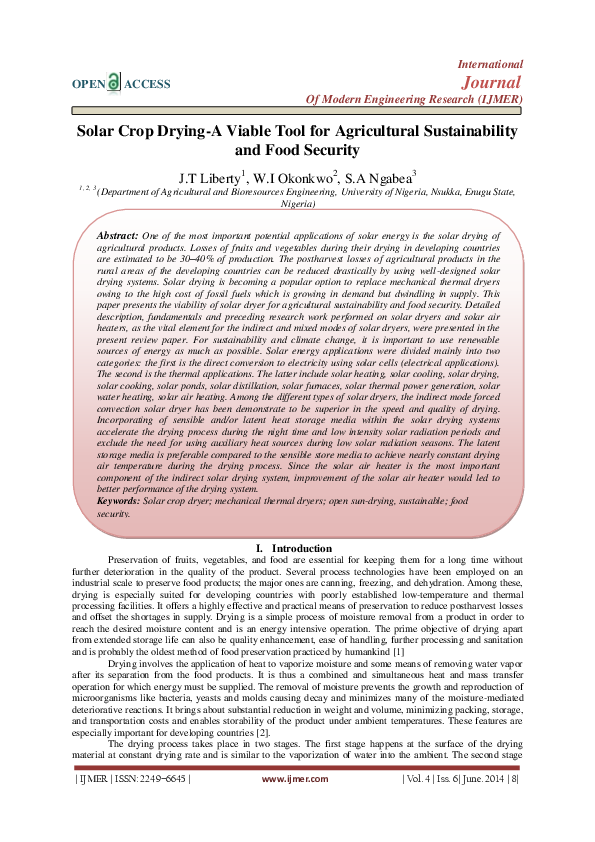 (PDF) Solar Crop Drying-A Viable Tool for Agricultural Sustainability ...