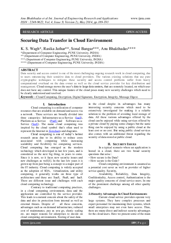 (PDF) Securing Data Transfer in Cloud Environment (PDF) Securing Data Transfer in Cloud Environment