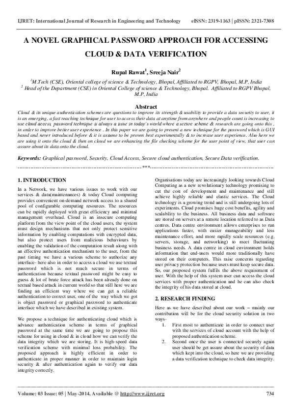(PDF) A NOVEL GRAPHICAL PASSWORD APPROACH FOR ACCESSING CLOUD & DATA VERIFICATION
