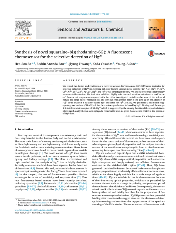 Pdf Synthesis Of Novel Squaraine Bis Rhodamine 6g A Fluorescentchemosensor For The Selective