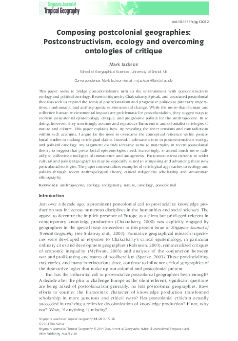 (PDF) Composing Postcolonial Geographies