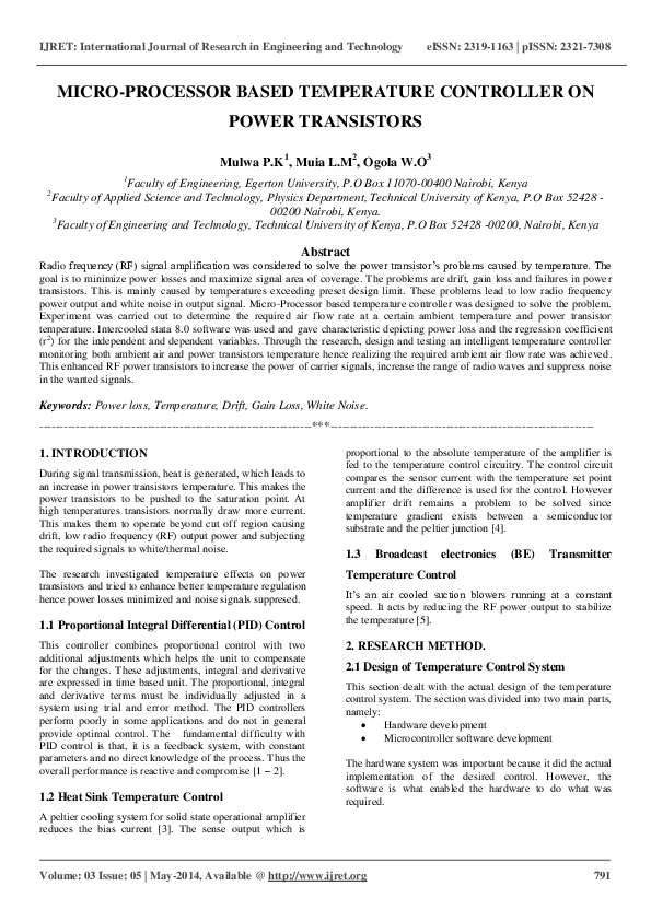 (PDF) MICRO-PROCESSOR BASED TEMPERATURE CONTROLLER ON POWER TRANSISTORS