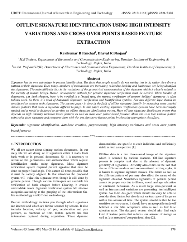 (PDF) OFFLINE SIGNATURE IDENTIFICATION USING HIGH INTENSITY VARIATIONS AND CROSS OVER POINTS ...