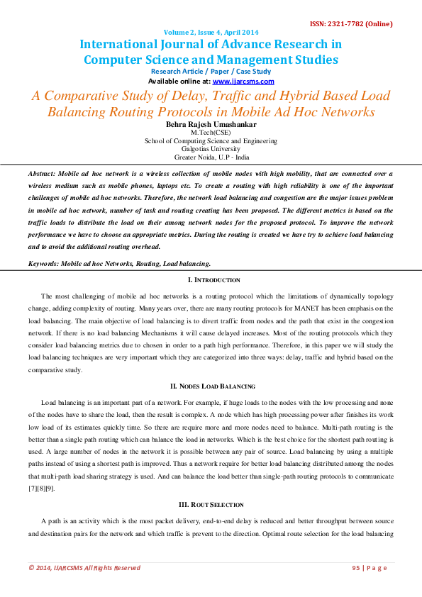 Pdf Optimizing Load Balancing In Manet Routing