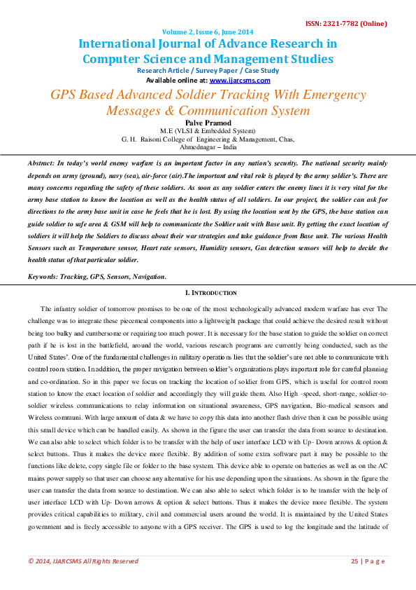 (PDF) GPS Based Advanced Soldier Tracking With Emergency Messages & Communication System ...