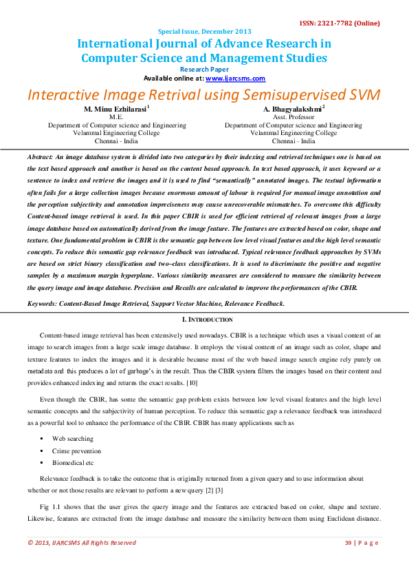 Pdf Interactive Image Retrival Using Semisupervised Svm