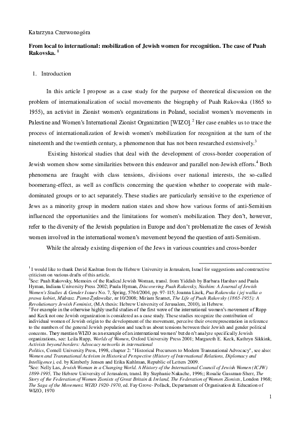 (PDF) From local to international.mobilization of Jewish women for ...