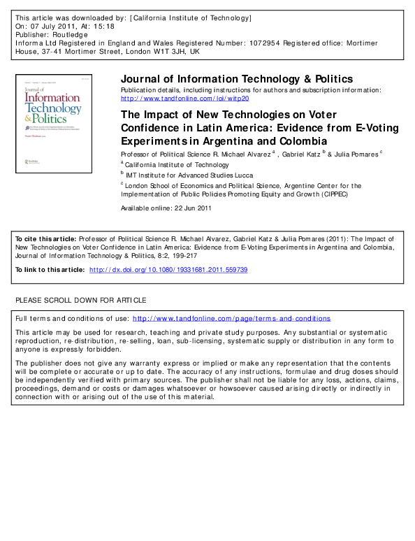 (PDF) "The Impact of New Technologies on Voter Confidence in Latin ...