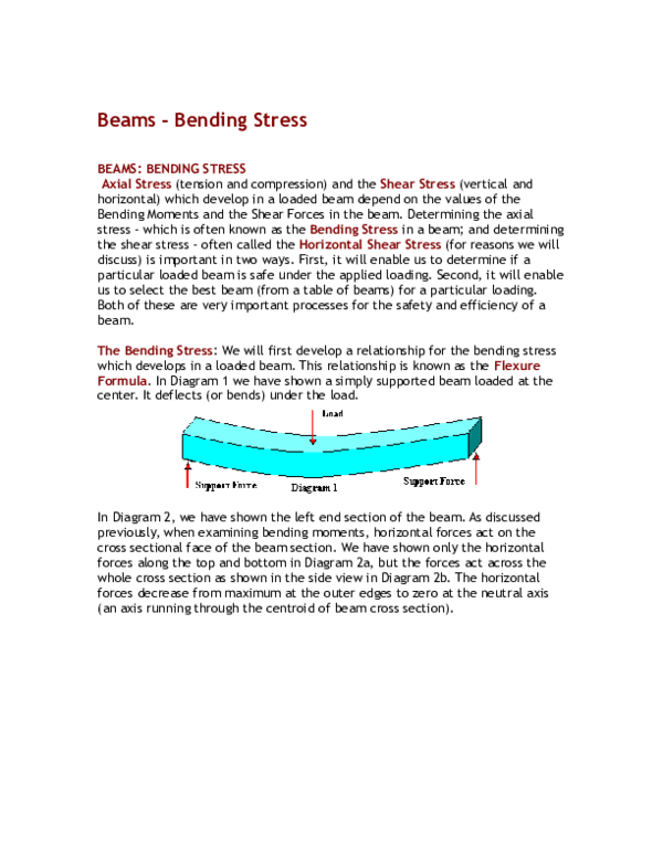 (DOC) Beams -Bending Stress BEAMS: BENDING STRESS