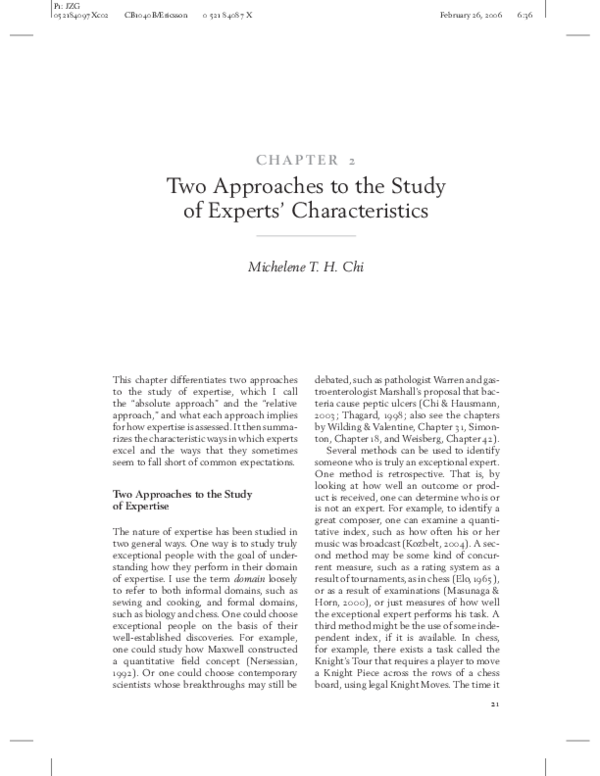 (PDF) Two Approaches to the Study of Experts' Characteristics Two ...