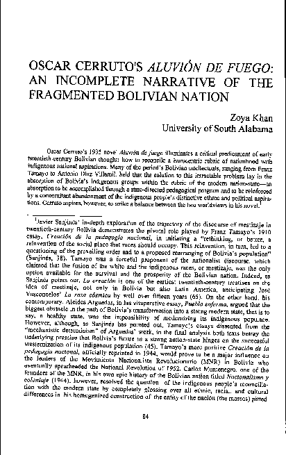 (PDF) OSCAR CERRUTO'S ALUVIÓN DE FUEGO: AN INCOMPLETE NARRATIVE OF THE ...