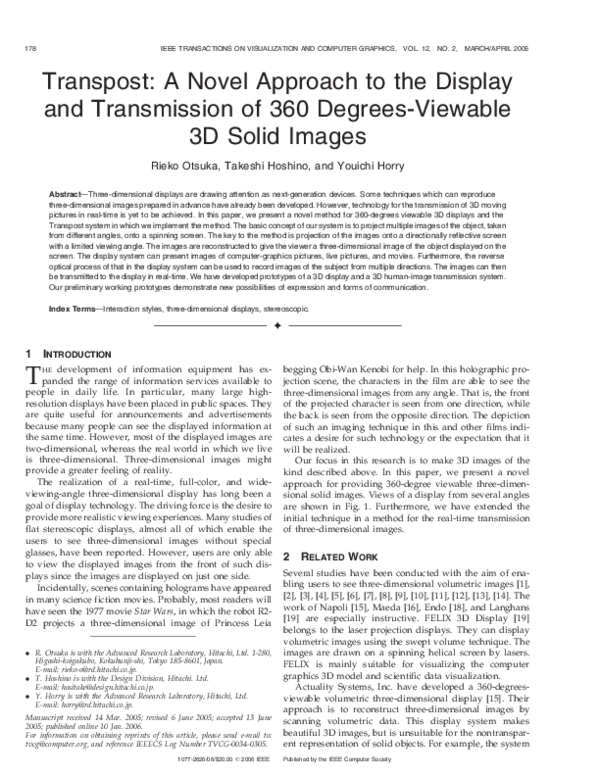 (PDF) Transpost: A Novel Approach to the Display and Transmission of 360 Degrees-Viewable 3D ...