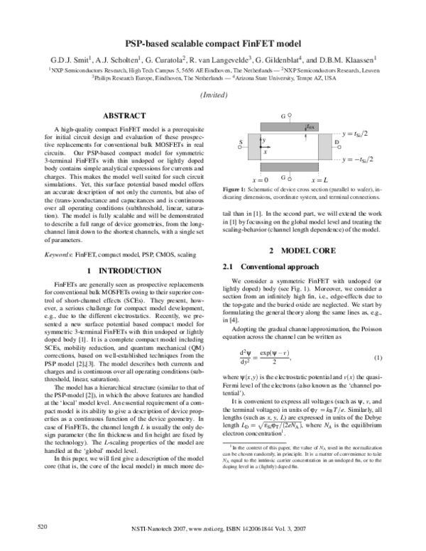 Pdf Psp Based Scalable Compact Finfet Model