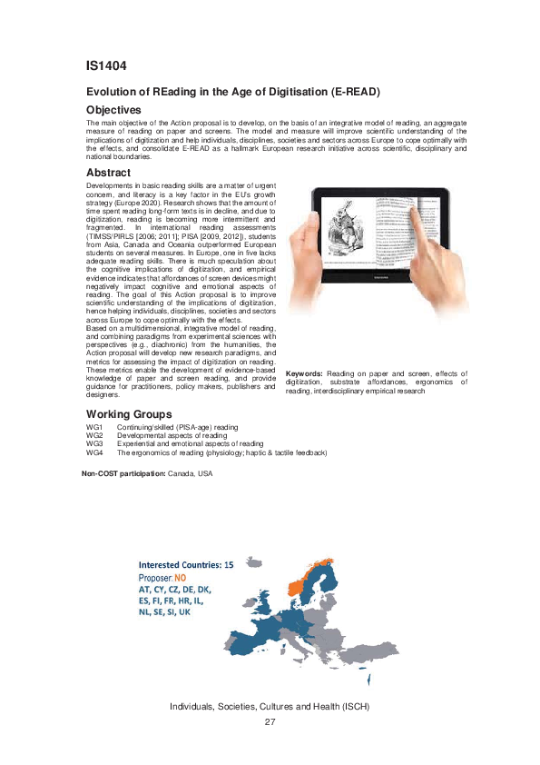 (PDF) COST IS1404 E-READ: Evolution of REading in the Age of Digitisation