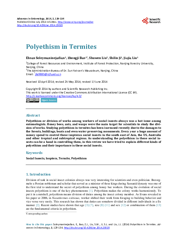 (PDF) How to cite this paper: Polyethism in Termites