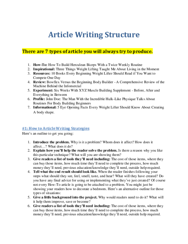 (PDF) Article Writing Structure