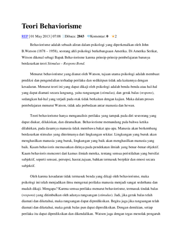 (DOC) Teori Behaviorisme