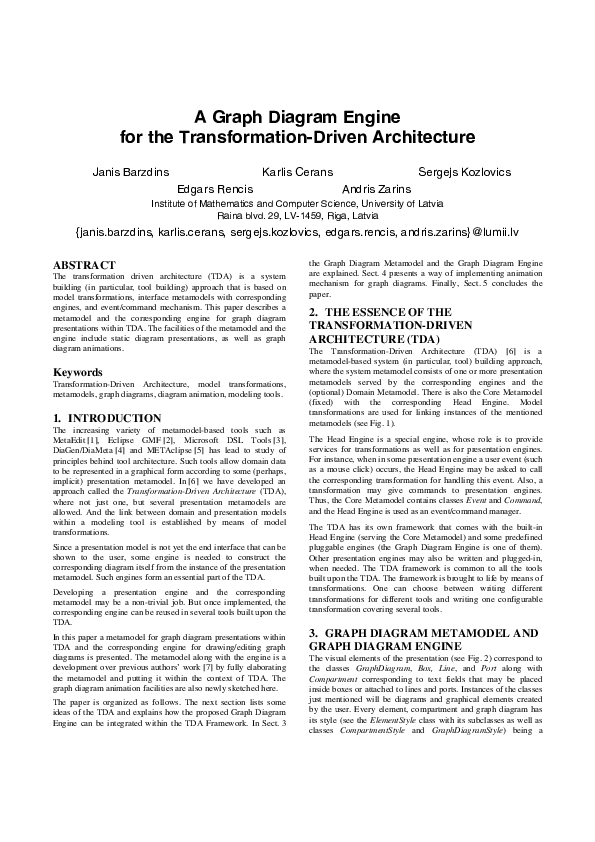 Pdf A Graph Diagram Engine For The Transformation Driven Architecture