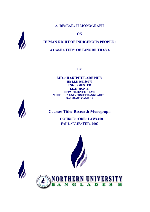 (DOC) A RESEARCH MONOGRAPH ON HUMAN RIGHT OF INDIGENOUS PEOPLE : A ...