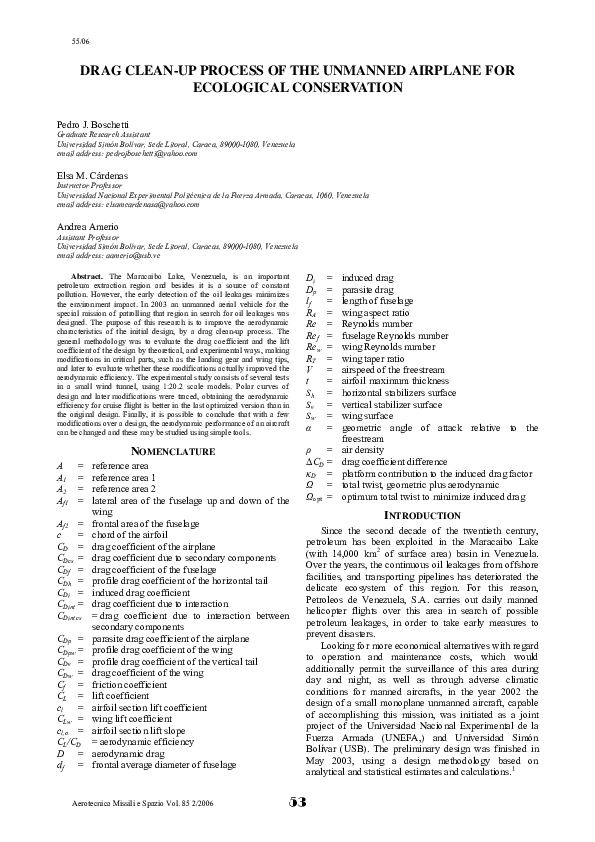 (PDF) DRAG CLEAN-UP PROCESS OF THE UNMANNED AIRPLANE FOR ECOLOGICAL ...
