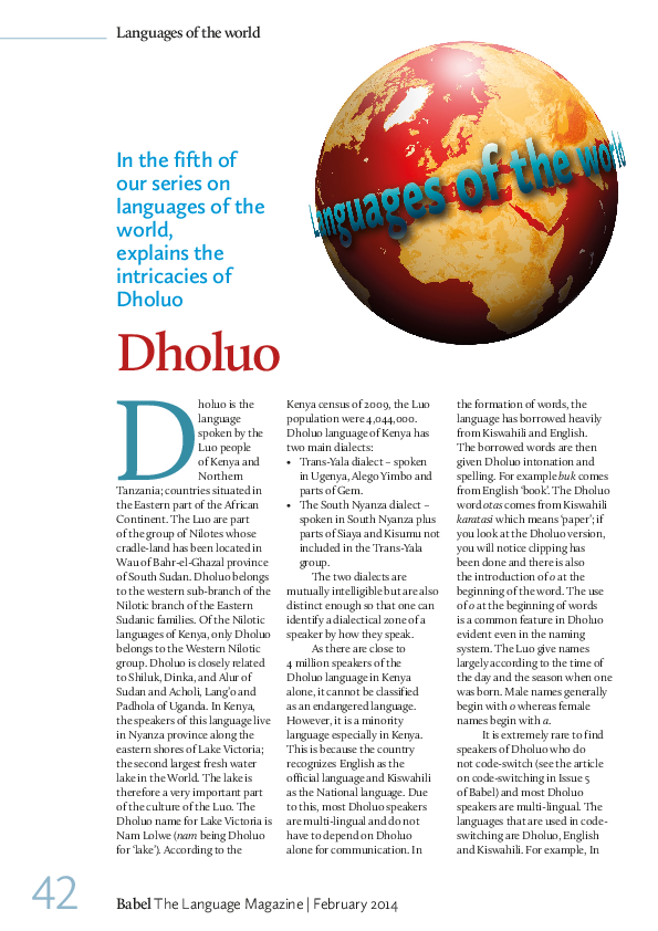 (PDF) Dholuo; A brief Description