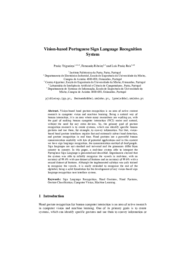 (PDF) Vision-based Sign Language Recognition System