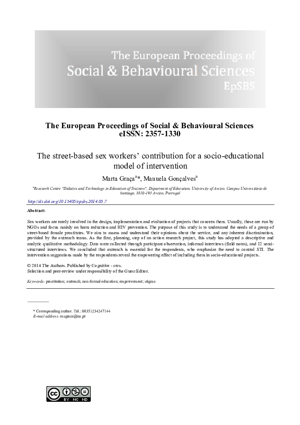 Pdf Empowering Street Sex Workers In Interventions