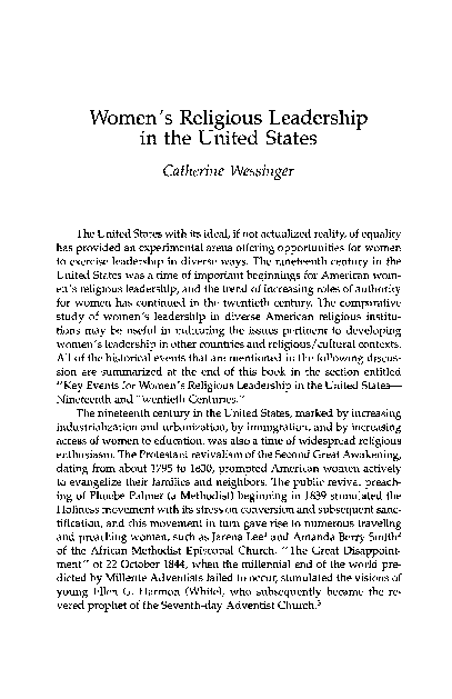 (PDF) "Women's Religious Leadership in the United States." In Religious ...