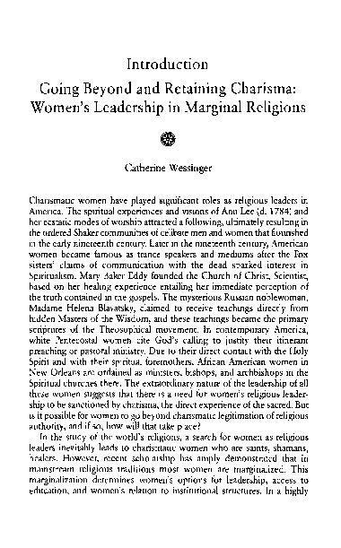 (PDF) "Introduction: Going Beyond and Retaining Charisma: Women's ...