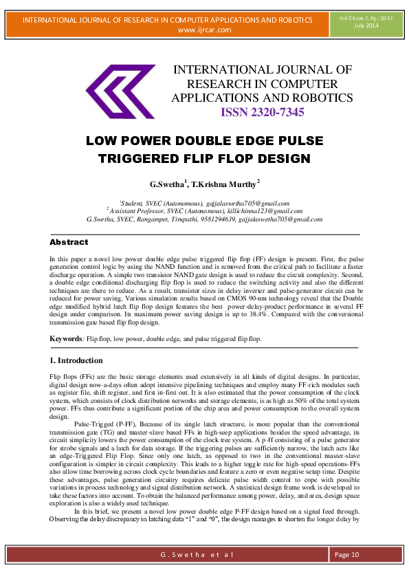 LOW POWER DOUBLE EDGE PULSE TRIGGERED FLIP FLOP DESIGN