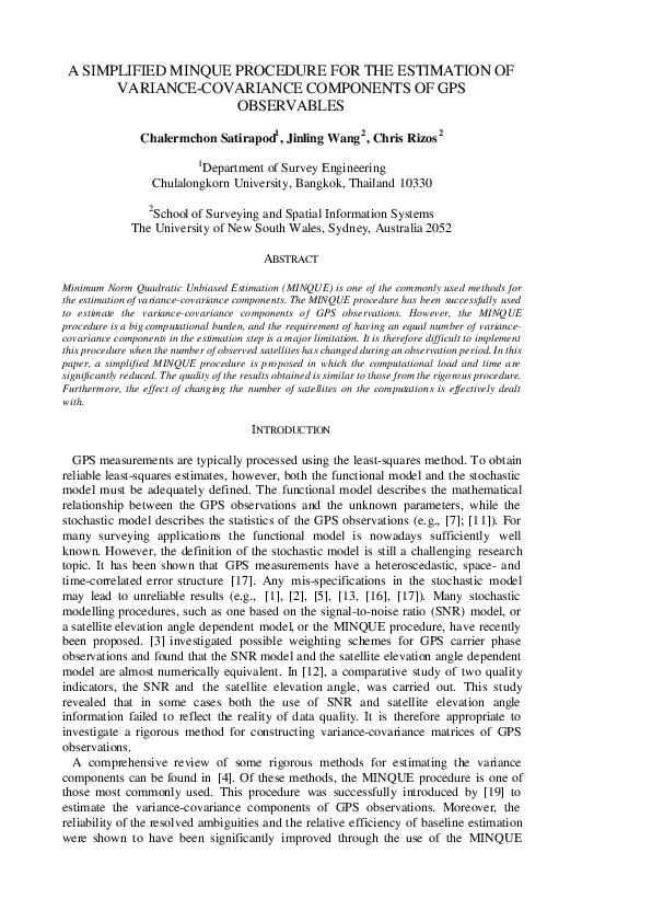 Pdf A Simplified Minque Procedure For The Estimation Of Variance
