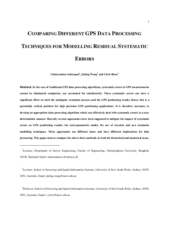 Pdf Comparing Different Gps Data Processing Techniques For Modelling