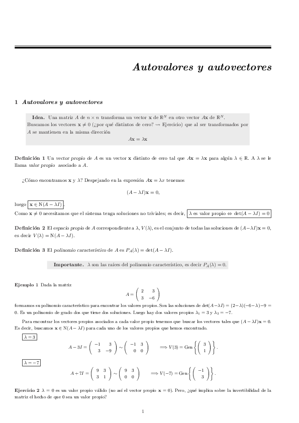 (PDF) Valores y vectores propios