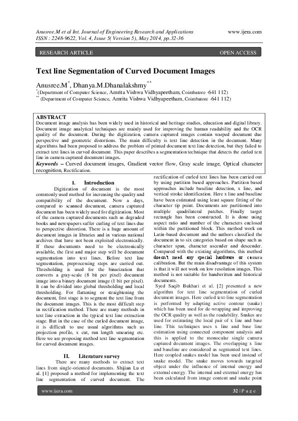 (PDF) S Text line Segmentation of Curved Document Images