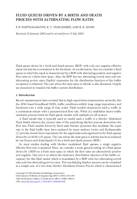 (PDF) Fluid queues driven by a birth and death process with alternating ...