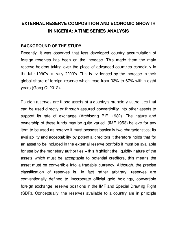 (DOC) EXTERNAL RESERVE COMPOSITION AND ECONOMIC GROWTH IN NIGERIA A ...