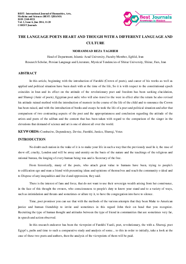 (PDF) THE LANGUAGE POETS HEART AND THOUGH WITH A DIFFERENT LANGUAGE AND ...