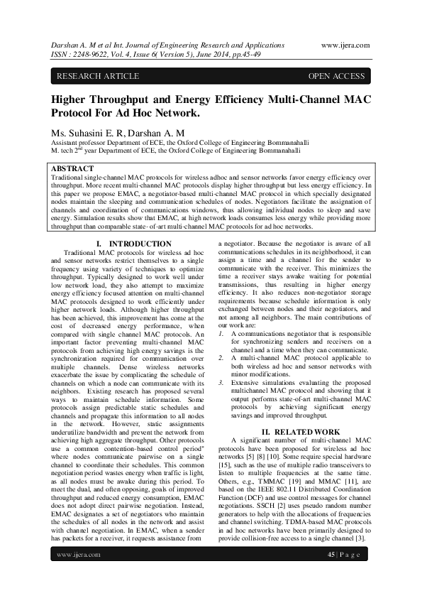 (PDF) Higher Throughput and Energy Efficiency Multi-Channel MAC Protocol For Ad Hoc Network