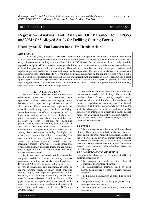 (PDF) Regression Analysis and Analysis Of Variance for EN353 and20MnCr5 ...