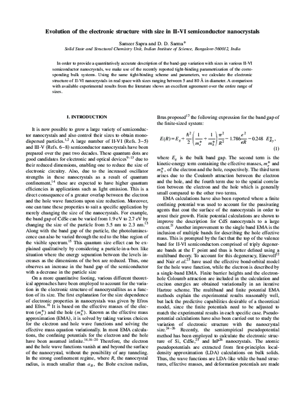 (PDF) Evolution of the electronic structure with size in II-VI ...