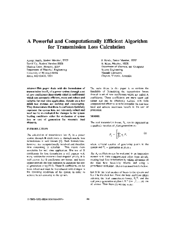 Pdf A Powerful And Computationally Efficient Algorithm For Transmission Loss Calculation 0869