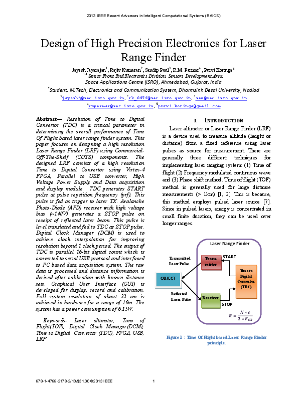 (PDF) Design of High Precision Electronics for Laser Range Finder