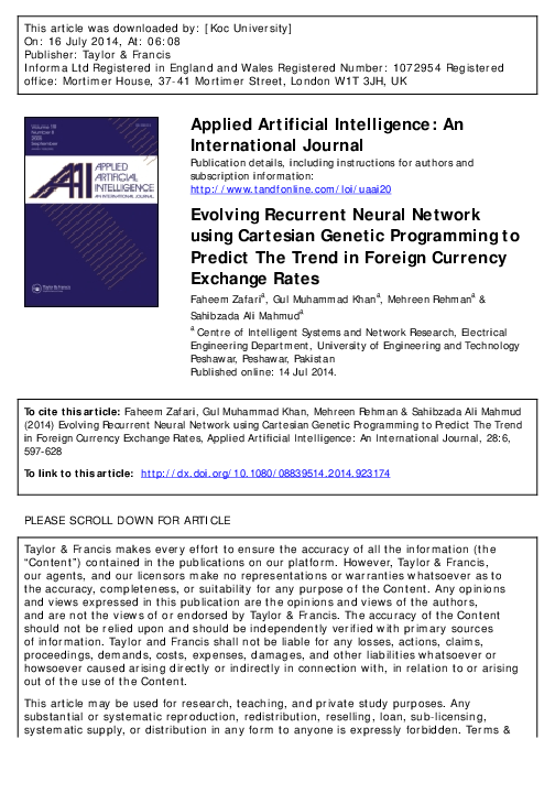 Evolving Recurrent Neural Network Using Cartesian Genetic Programming To Predict The Trend In