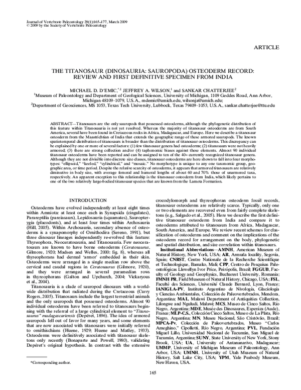 (PDF) THE TITANOSAUR (DINOSAURIA: SAUROPODA) OSTEODERM RECORD: REVIEW ...