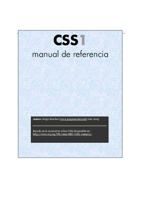 (PDF) Manual de referencia de CSS1- Jorge Sánchez ’2003 2